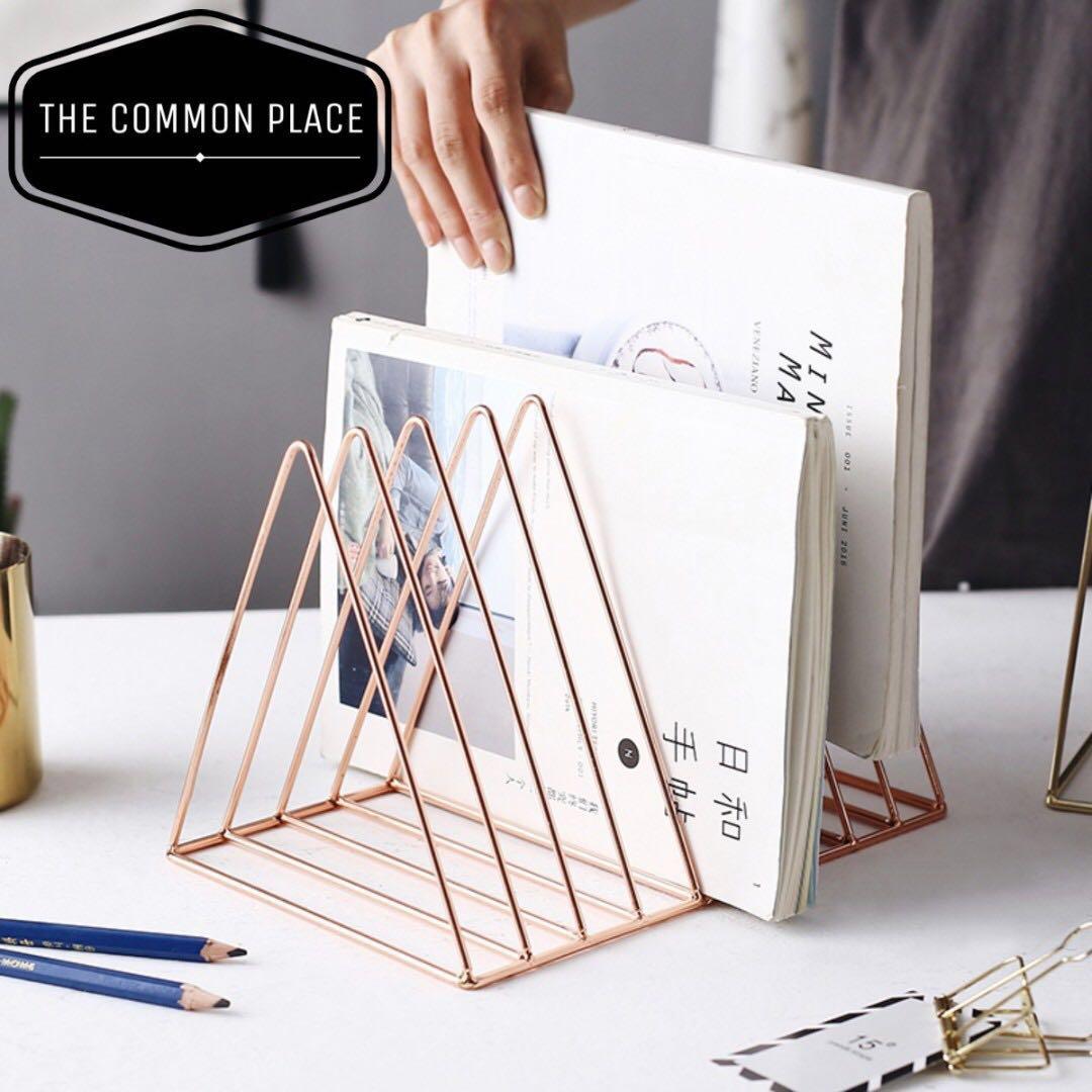 INSTOCK Nordic Gold Metal Book Magazine Holder Rack, Furniture & Home ...