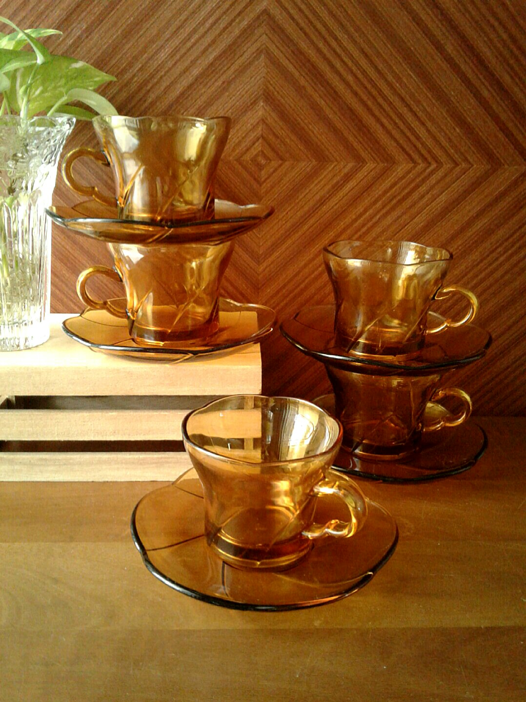 Vintage Aderia Adelex Amber Color Glassware Coffee / Tea Cups With ...