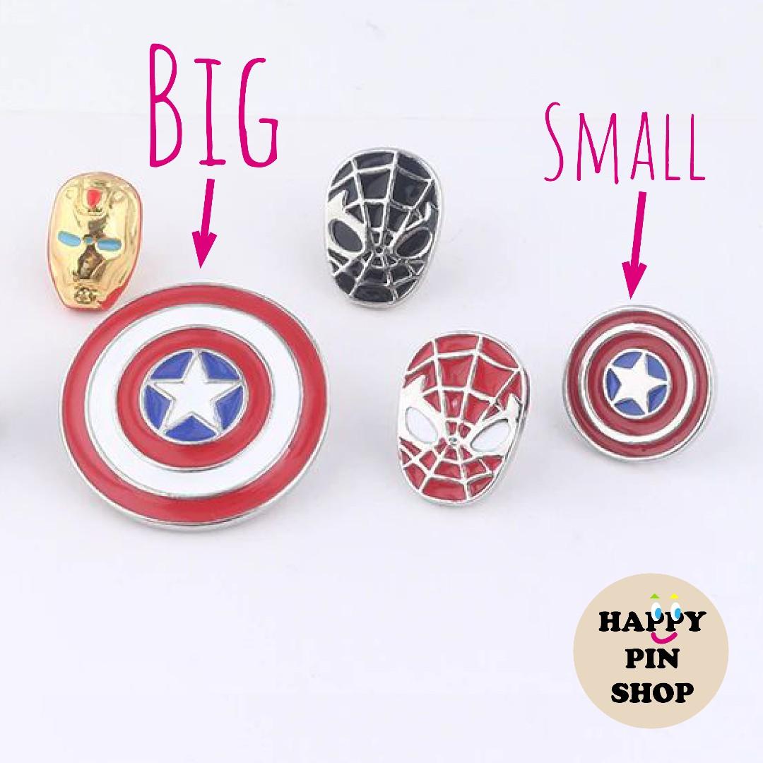 Captain America Shield Enamel Pins, Collar Lapel Pin - Big, Small ...