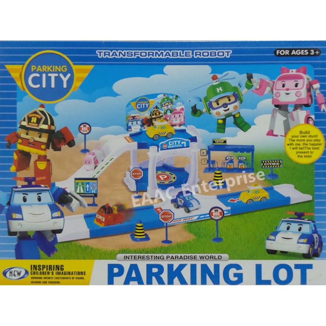 Robocar Kids Play & Learn series Parking Lot Garage Track - 4pcs Cars ...