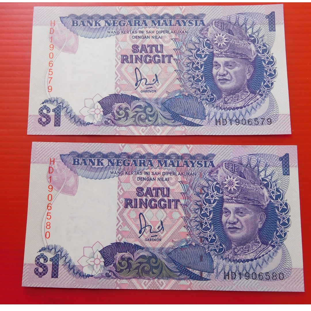 Bank Negara Malaysia - Satu Ringgit x 2, Hobbies & Toys, Memorabilia & Collectibles, Currency on ...