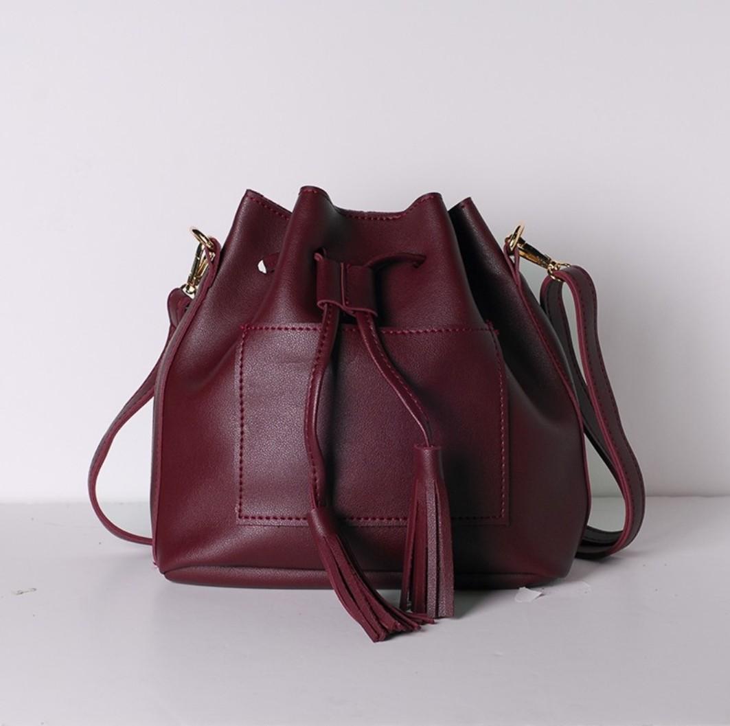Elena Bucket Bag Maroon, Women's Fashion, Bags & Wallets, Cross-body ...