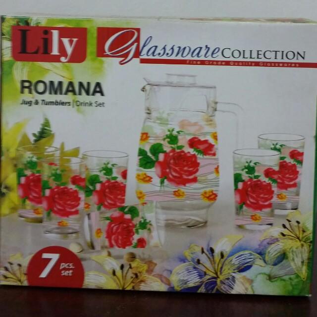 Glass Pitcher Set, Furniture & Home Living, Kitchenware & Tableware ...