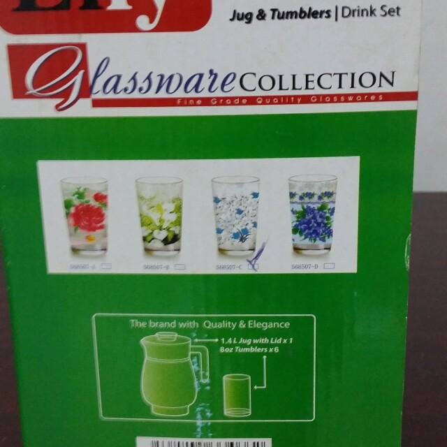 Glass Pitcher Set, Furniture & Home Living, Kitchenware & Tableware ...
