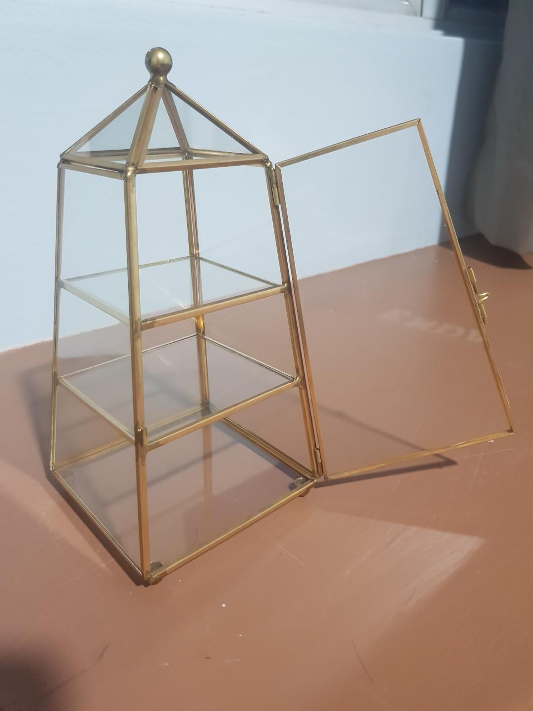 Gold Geometric Tiered Glass Box, Furniture & Home Living, Home ...