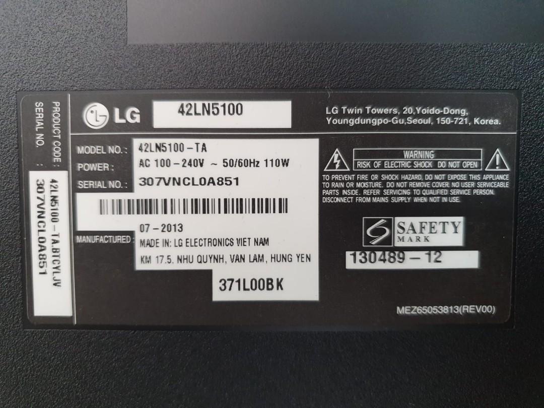 LG 42 inches Full HD TV (42LN5100), TV & Home Appliances, TV ...
