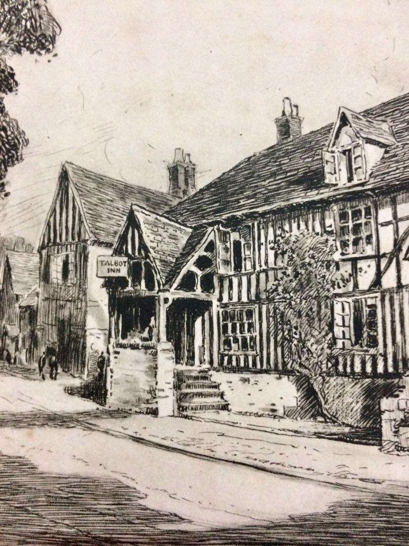 Vintage Etching The Talbot Inn By Preston Cribb, Furniture & Home ...