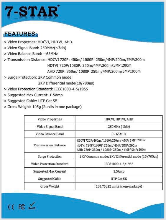 RJ45 CCTV Video Balun Pair with Power-All-In-One HD-CVI/TVI/AHD/CVBS ...