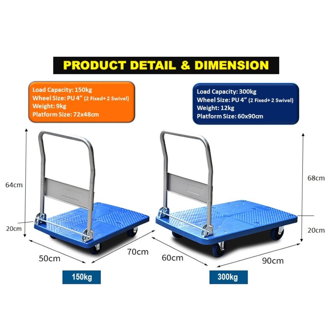 HEAVY DUTY PVC PLATFORM TROLLEY/HANDTRUCK 150KG/300KG, Everything Else ...