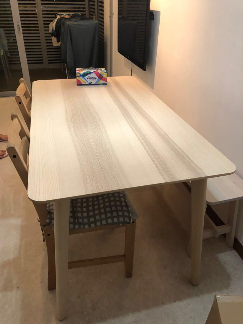 Ikea Lisabo Table + 2 chairs + bench, Furniture & Home Living ...
