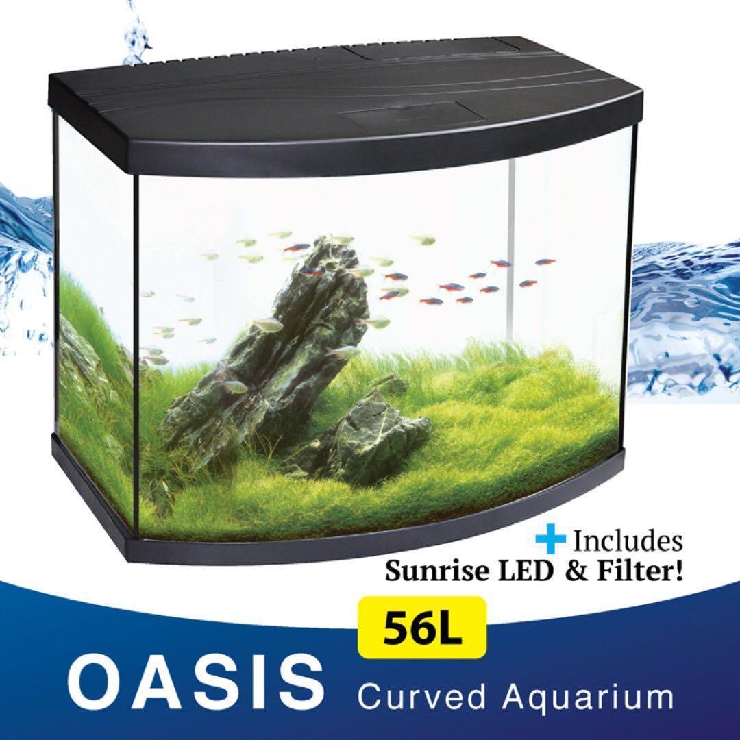 [Resun] OASIS Curved Aquarium Glass Fish Tank (with Filter and LED ...