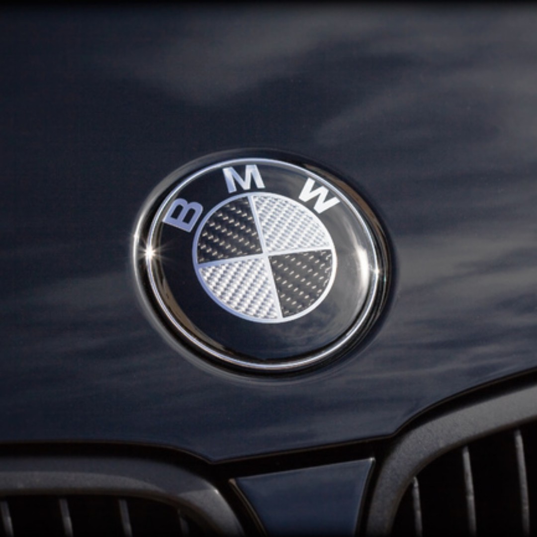 BMW Carbon Fiber Black White Emblem Logo Front Rear Boot, Car ...