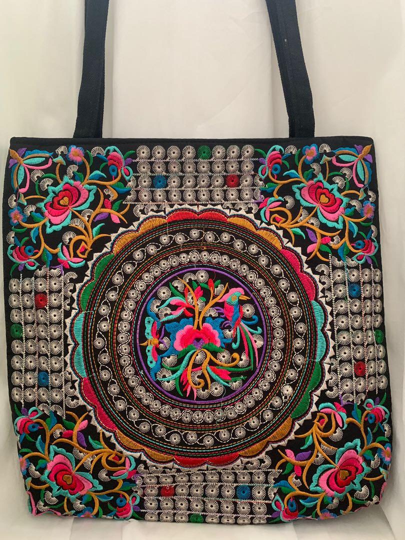 Embroidered Tote Bag, Women's Fashion, Bags & Wallets, Tote Bags on ...