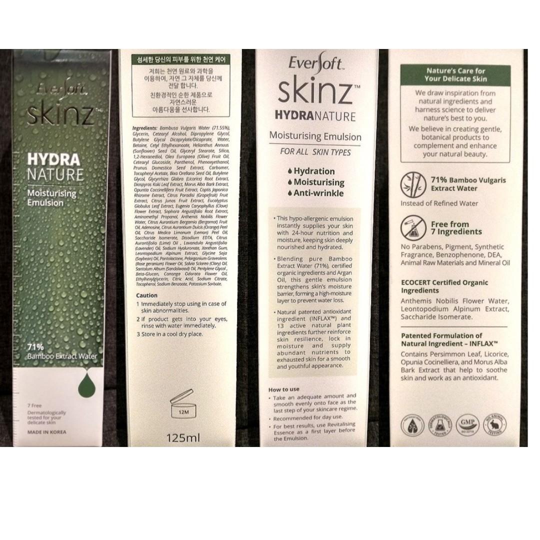 Eversoft Skinz Hydra Nature Moisturising Emulsion 125ml, Beauty ...
