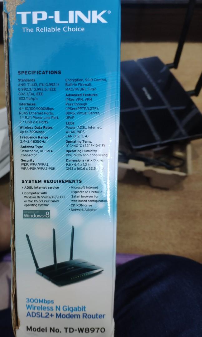 TP-Link 300Mbps Wireless N Gigabit ADSL2+ Modem Router [TD-W8970 ...