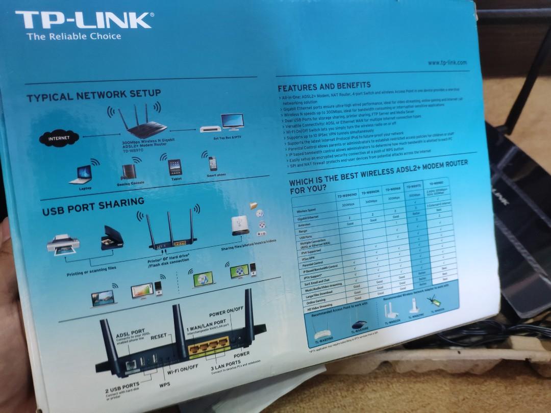 TP-Link 300Mbps Wireless N Gigabit ADSL2+ Modem Router [TD-W8970 ...