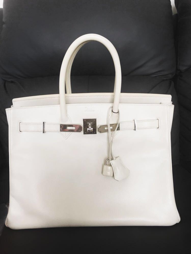Hermes white Birkin 35, Luxury, Bags & Wallets on Carousell