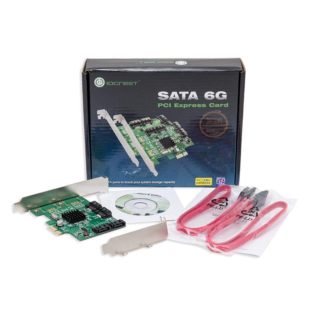 I/O Crest 4 Port SATA III PCI-e 2.0 x1 Controller Card Marvell 9215 Non ...