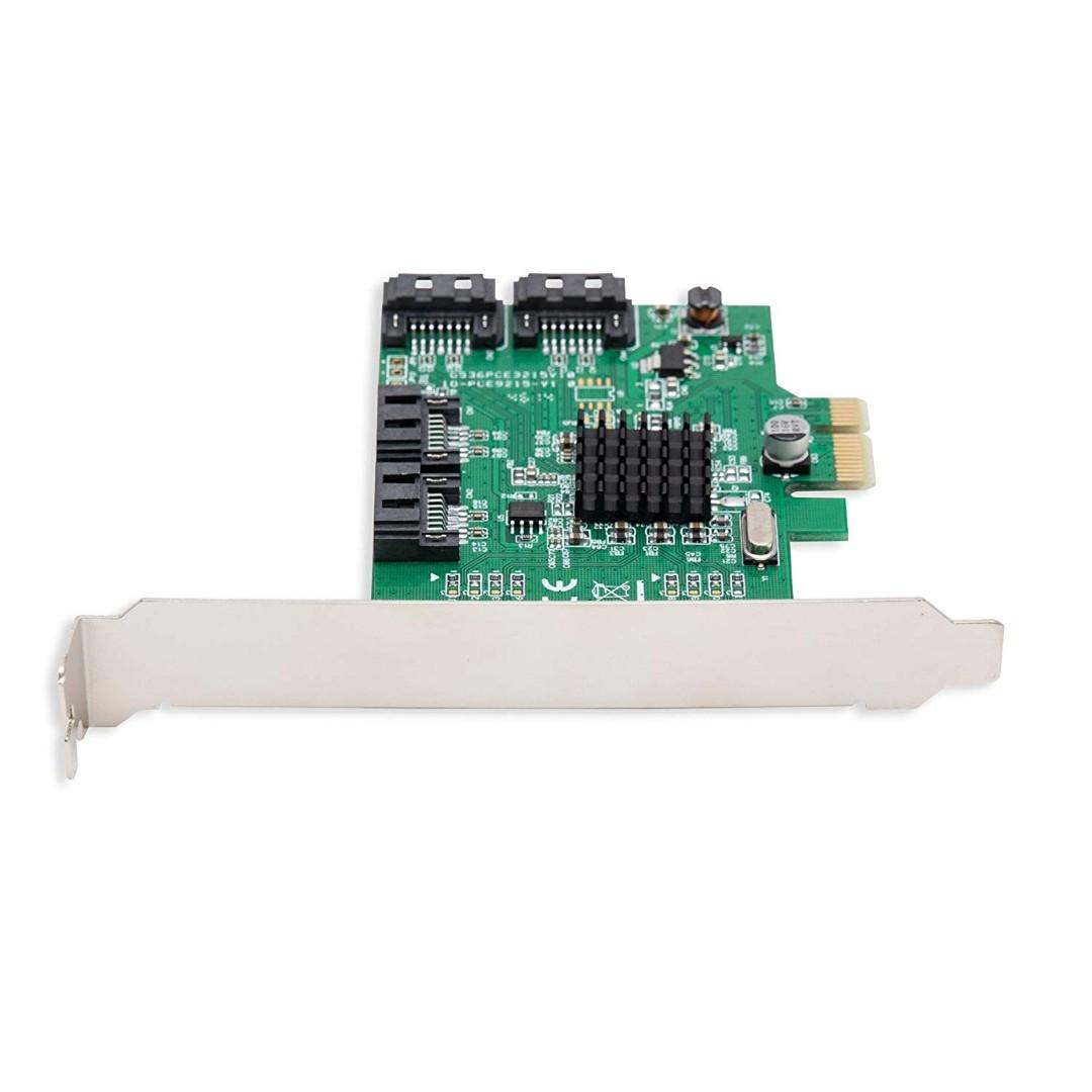 I/O Crest 4 Port SATA III PCI-e 2.0 x1 Controller Card Marvell 9215 Non ...