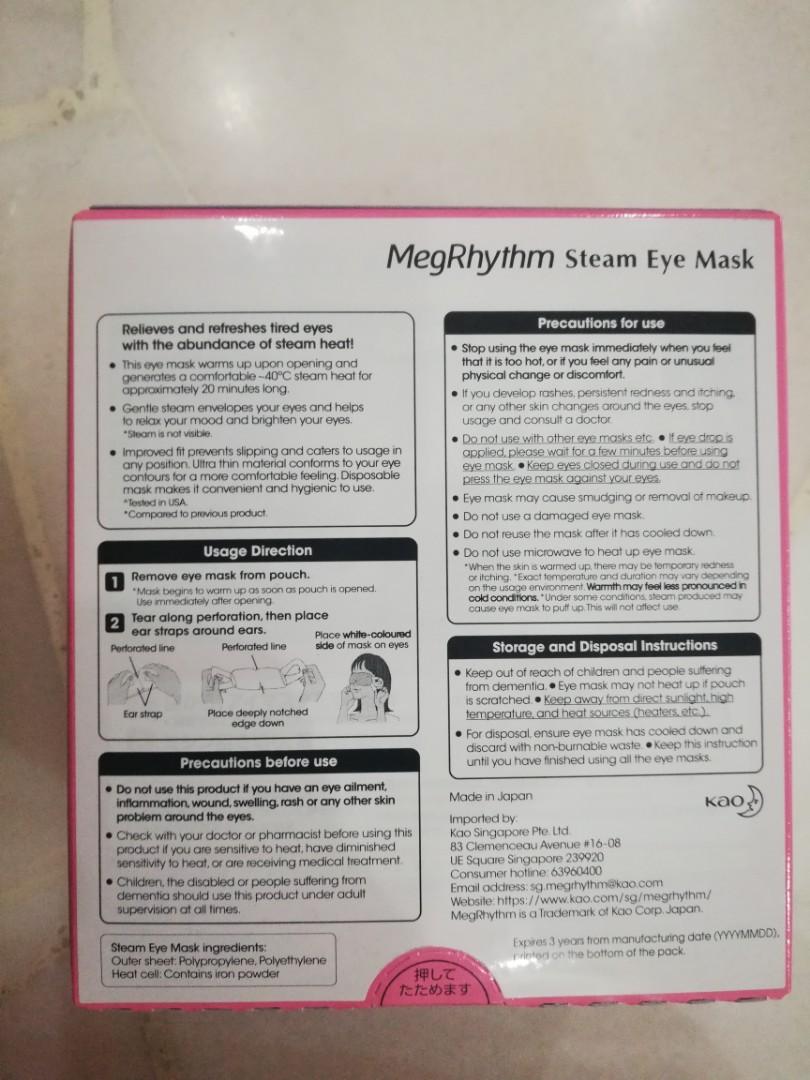 Meg Rhythm Steam Eye Mask, Beauty & Personal Care, Face, Face Care on ...