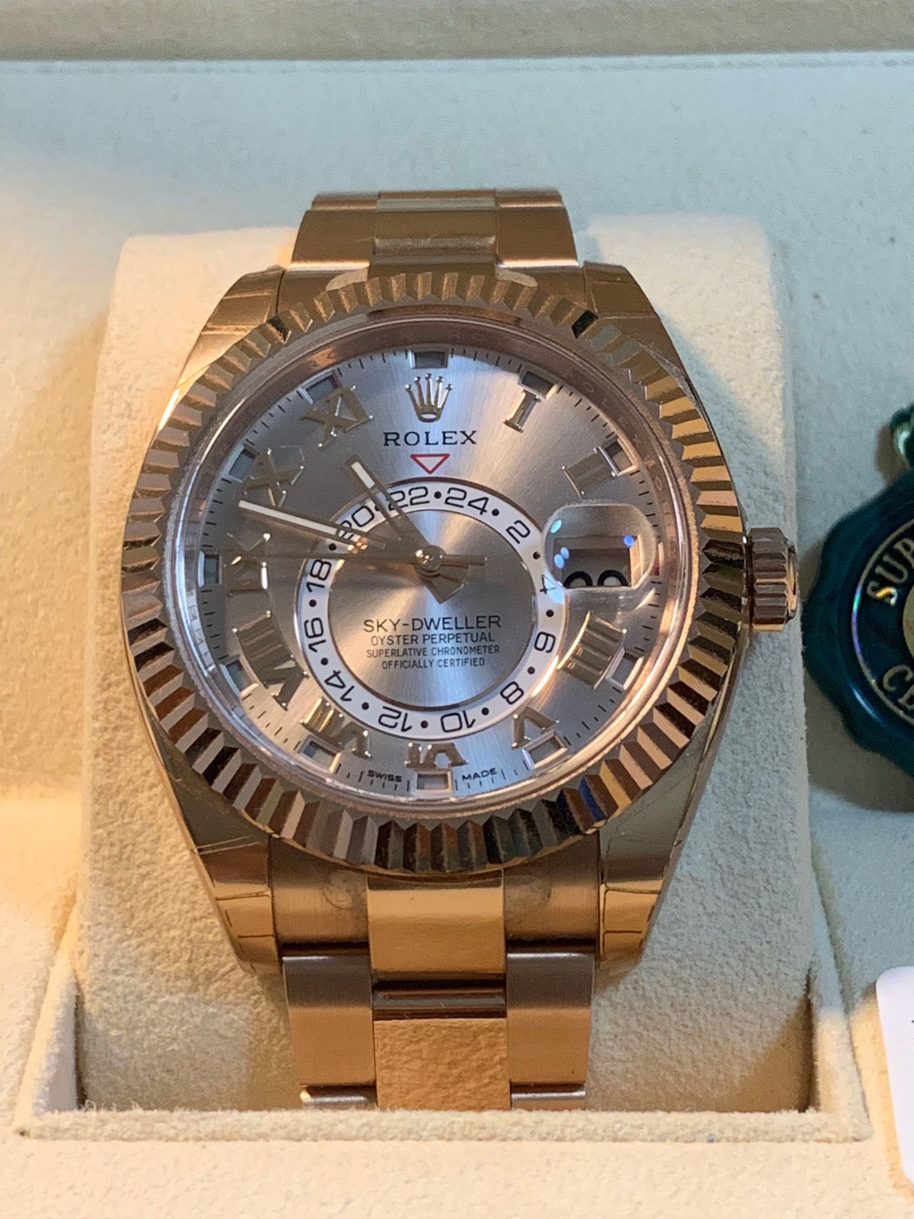 Rolex (pink gold) skydweller, Luxury, Watches on Carousell
