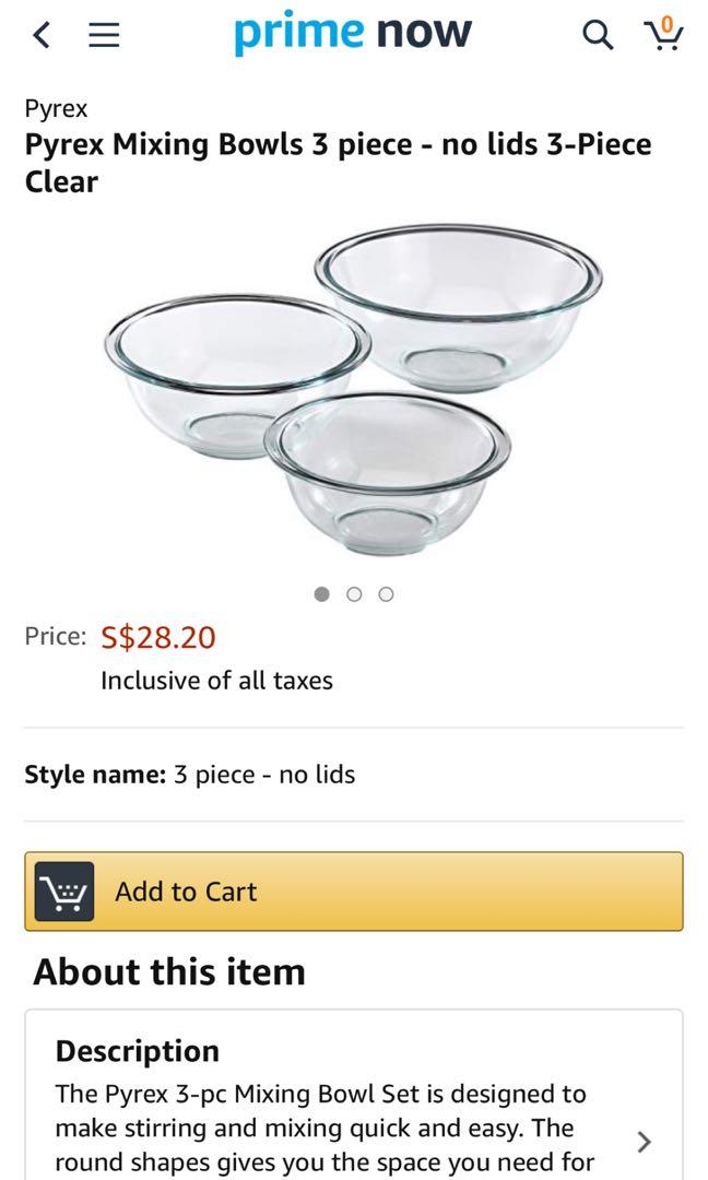 Pyrex Smart Essentials 3-Piece Glass Prep Set, 4-QT Glass, 57% OFF