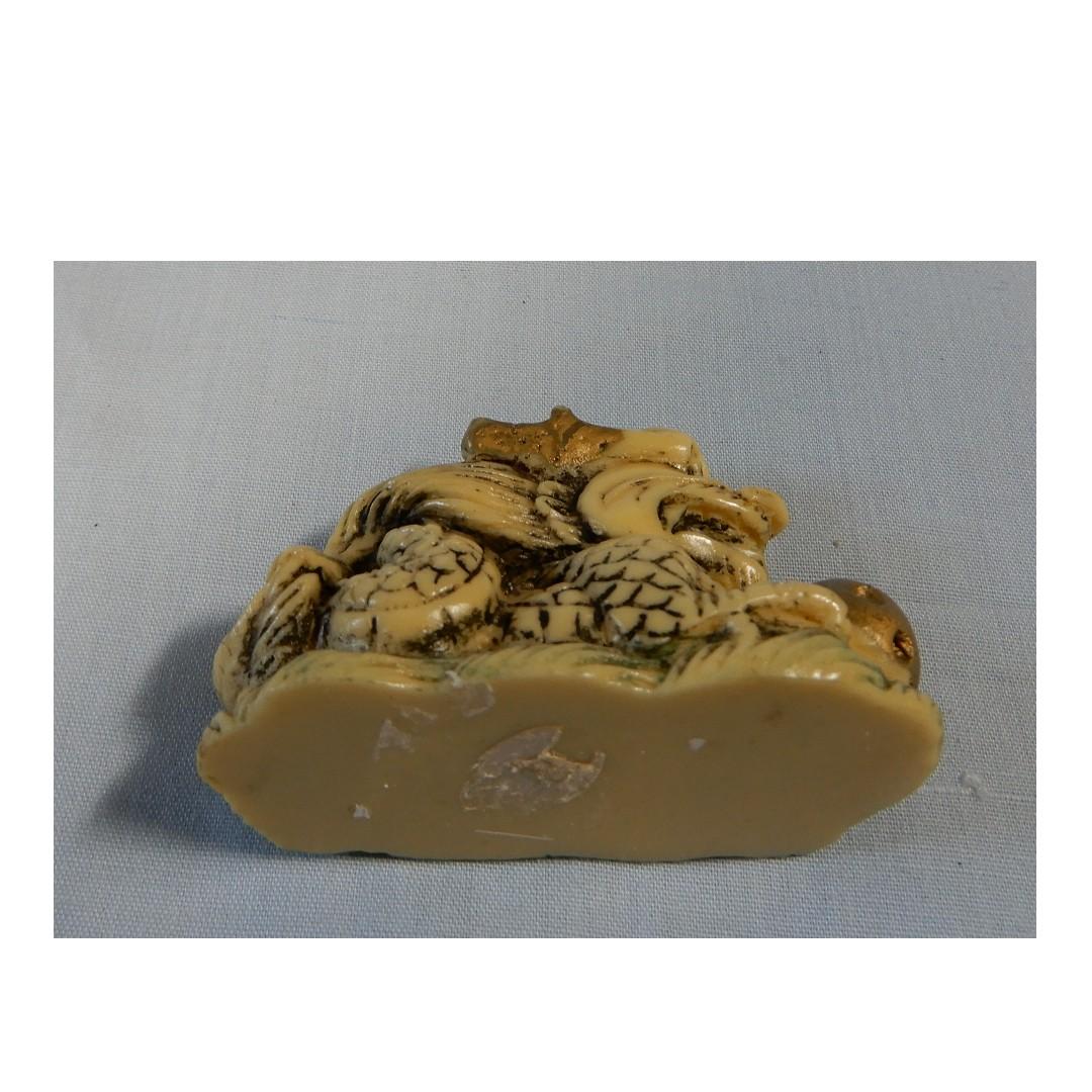 Antique Japanese Netsuke Dragon Fireball wood stand circa mid Century ...