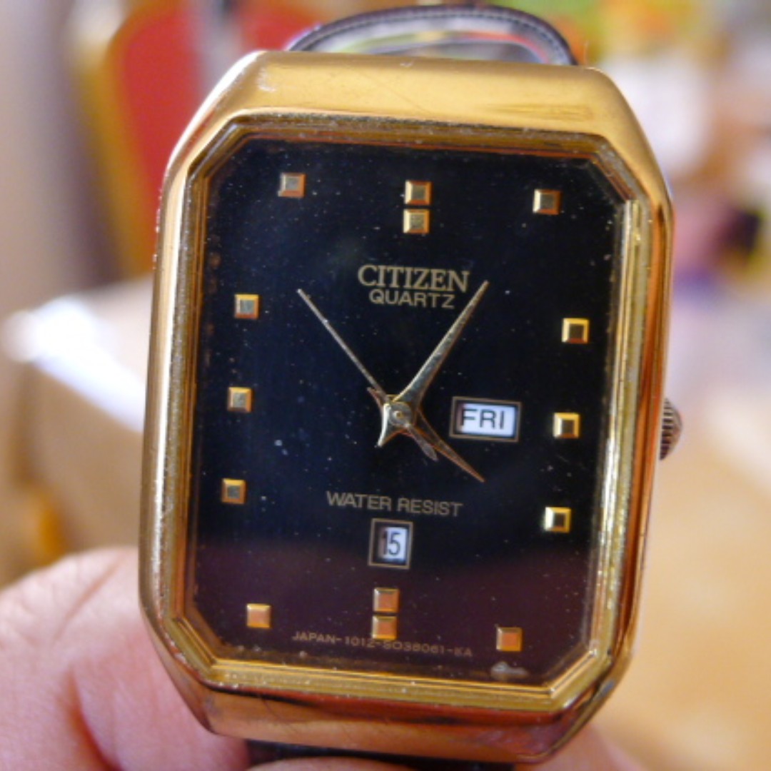 Citizen Black Rectangular Dial Watch, Luxury, Watches on Carousell