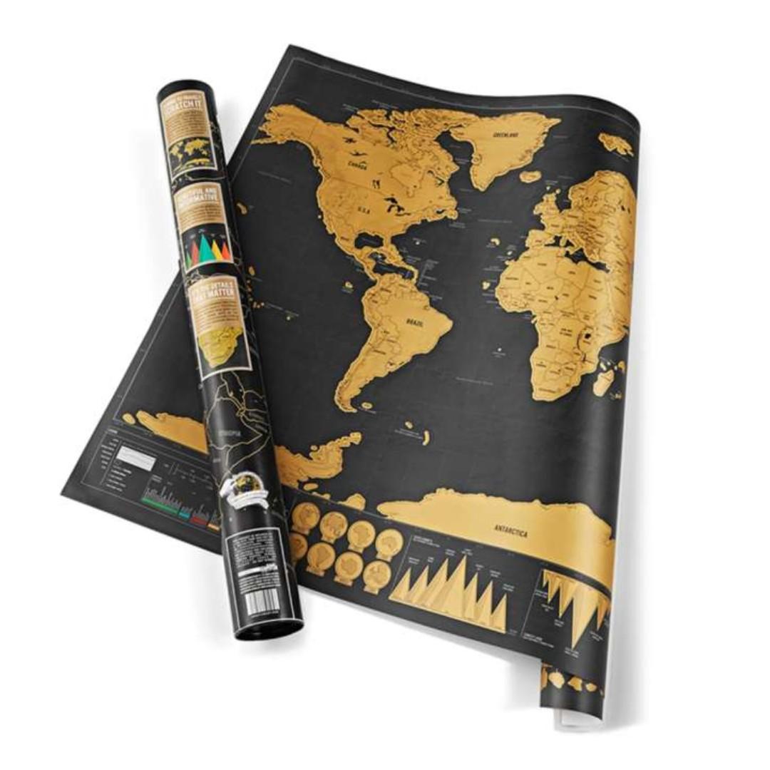 World Map Scratch Off Map Poster Travel Map Wall Map (Black), Furniture ...