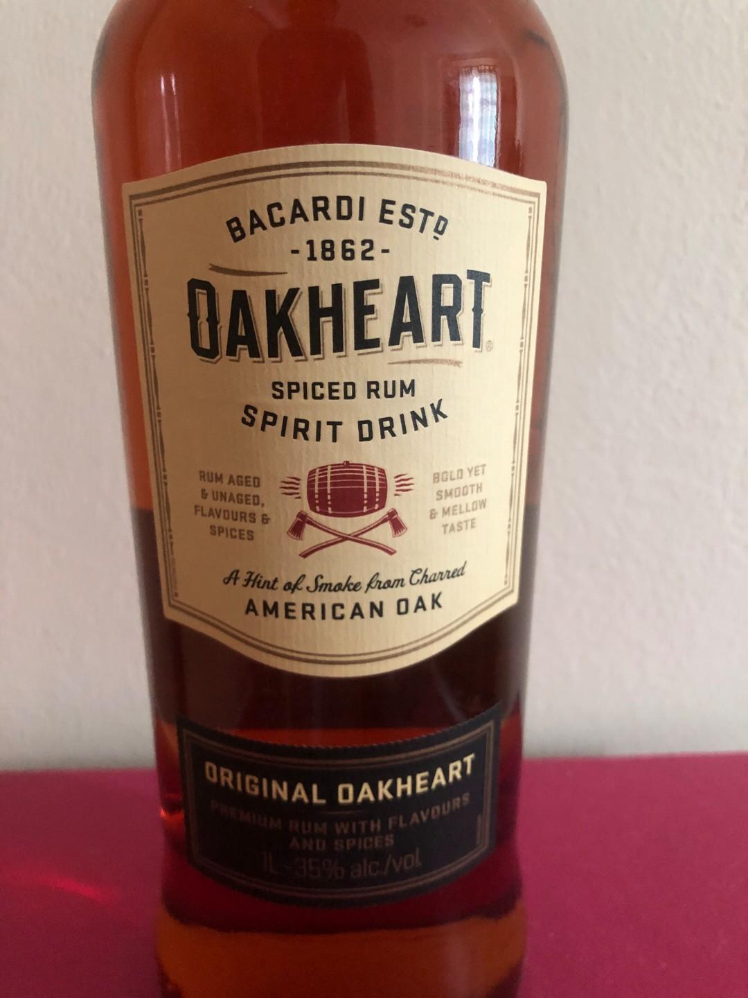 Bacardi Oak Heart Rum 1L, Food & Drinks, Alcoholic Beverages on Carousell