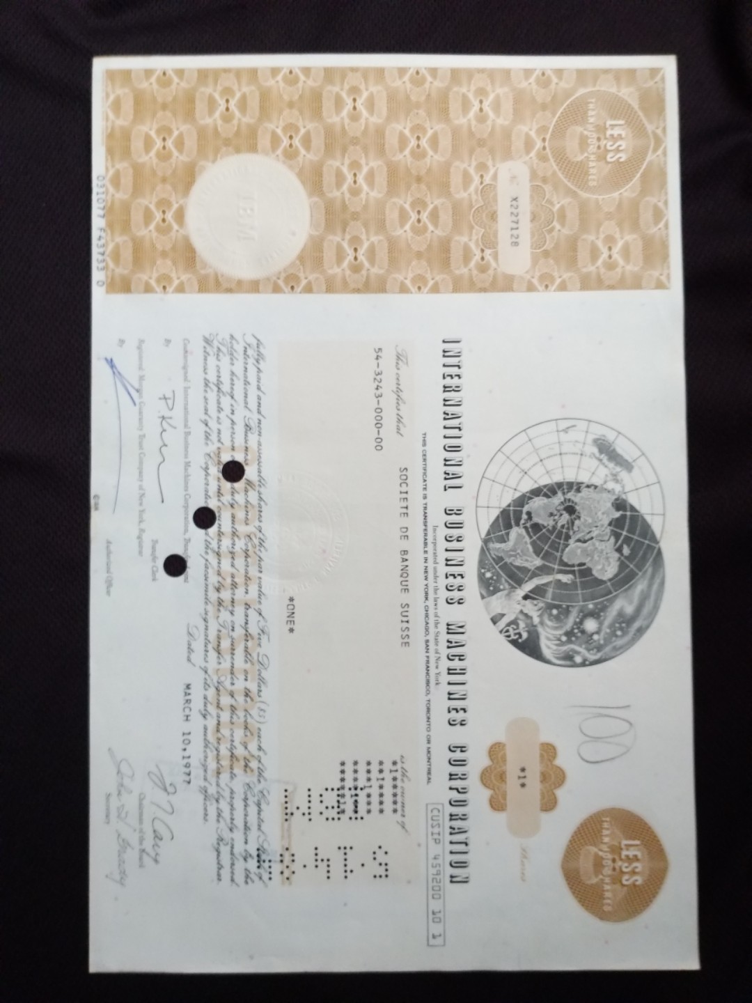 International Business Machines IBM Stock Certificate, Hobbies & Toys ...
