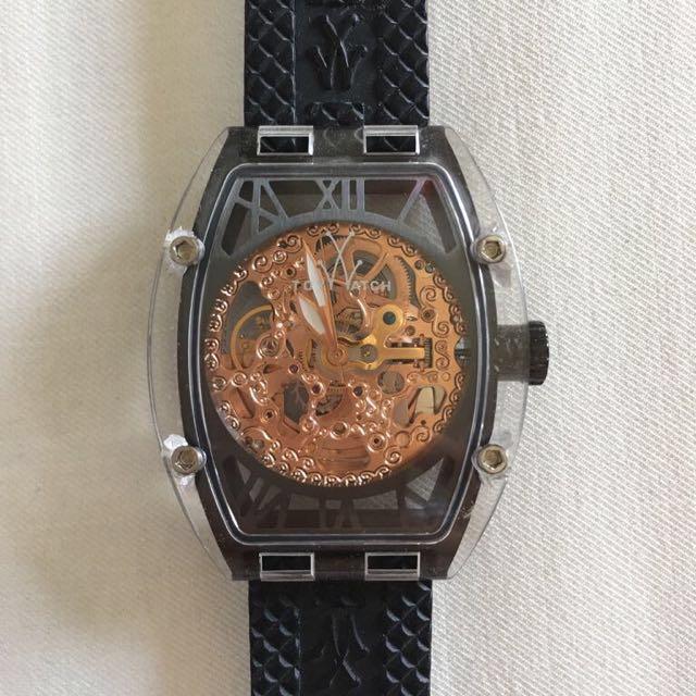 Jam Tangan ToyWatch Automatic Skeleton Pink Gold, Fesyen Wanita, Jam ...