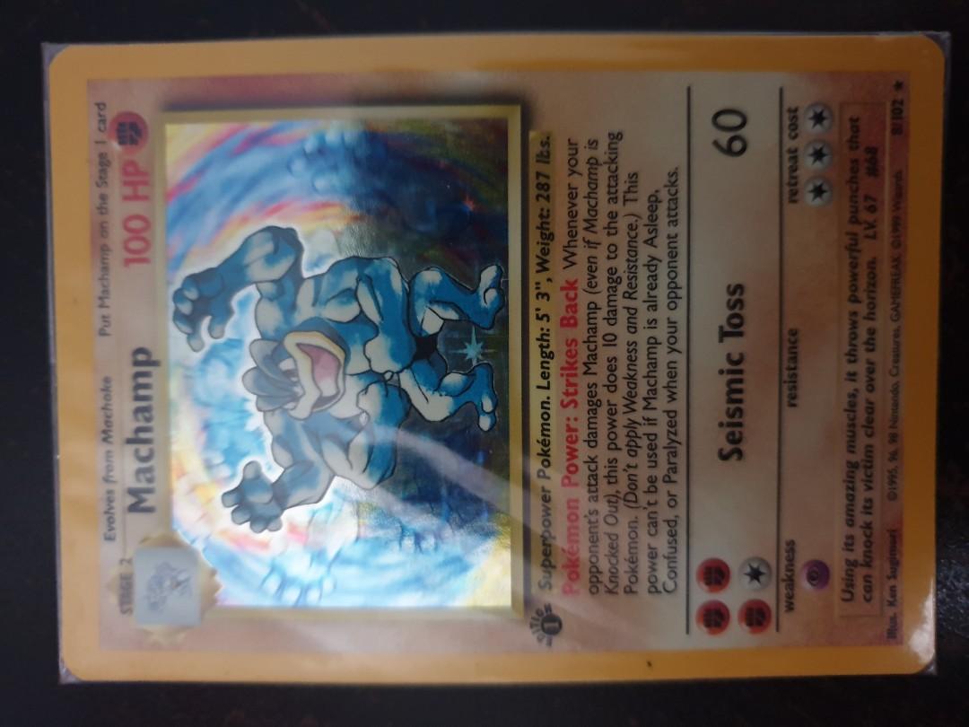 Pokemon Card Machamp (Holo) 1999 1st Edition Limited (8/102), Hobbies ...