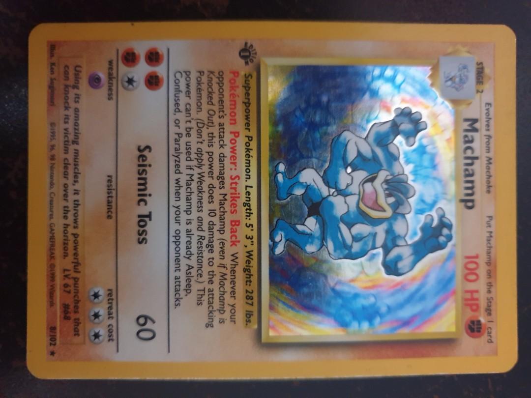 Pokemon Card Machamp (Holo) 1999 1st Edition Limited (8/102), Hobbies ...