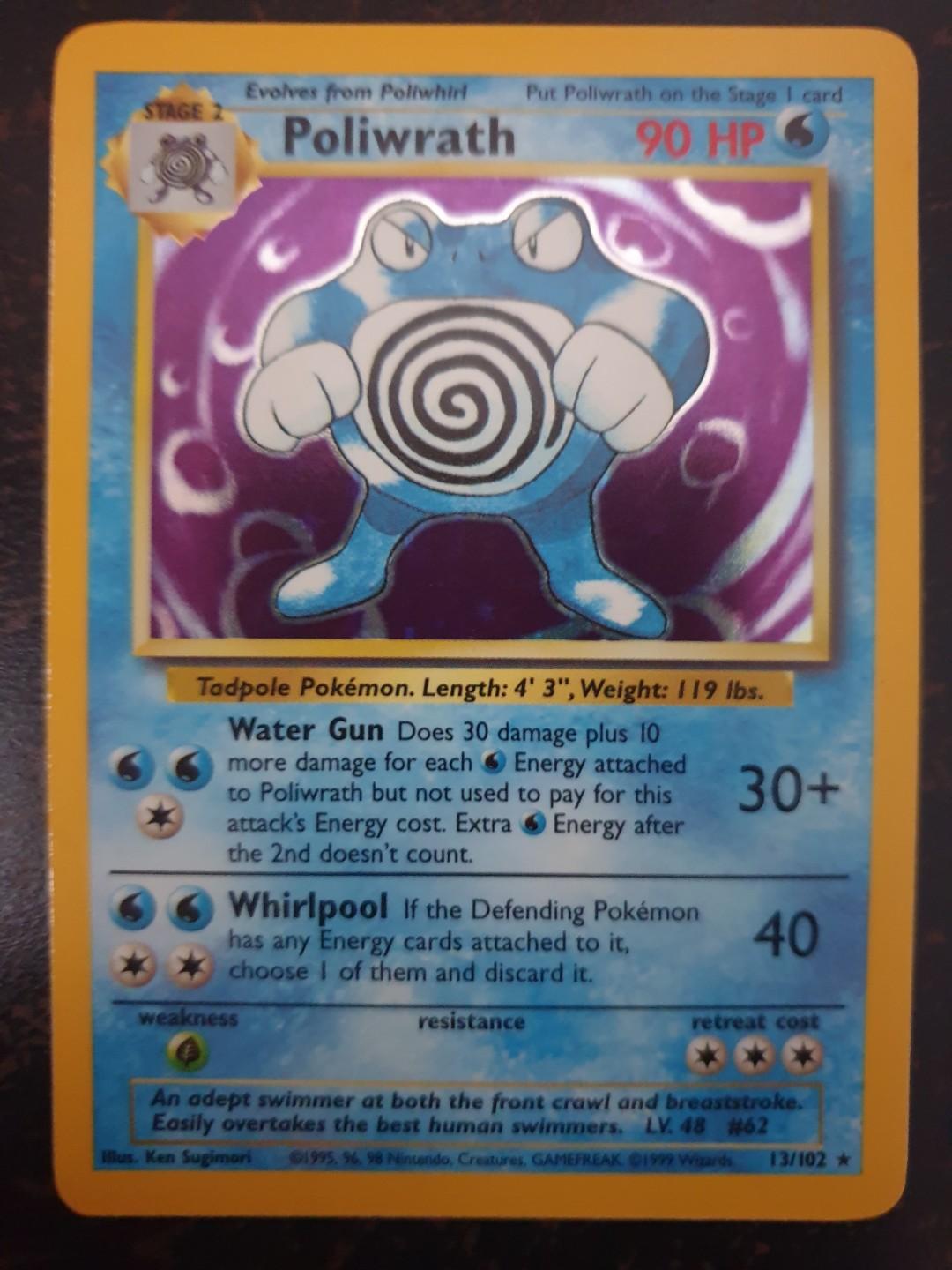 Pokemon Card Poliwrath (Holo) 1999 Base 1 (13/102), Hobbies & Toys ...