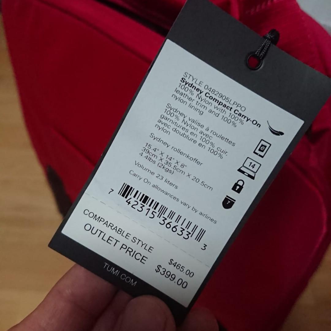 Tumi Sydney Compact Carry-On trolley bag, Hobbies & Toys, Travel ...