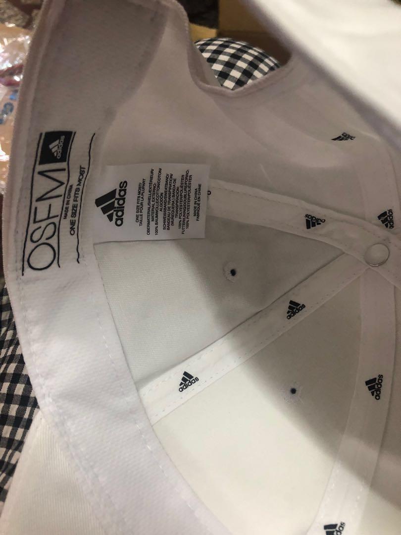 ADIDAS 愛迪達 老帽 帽子 三條 男女款 遮陽 鴨舌帽 白 DU0197, 她的時尚, 手錶及配件, 帽子在旋轉拍賣