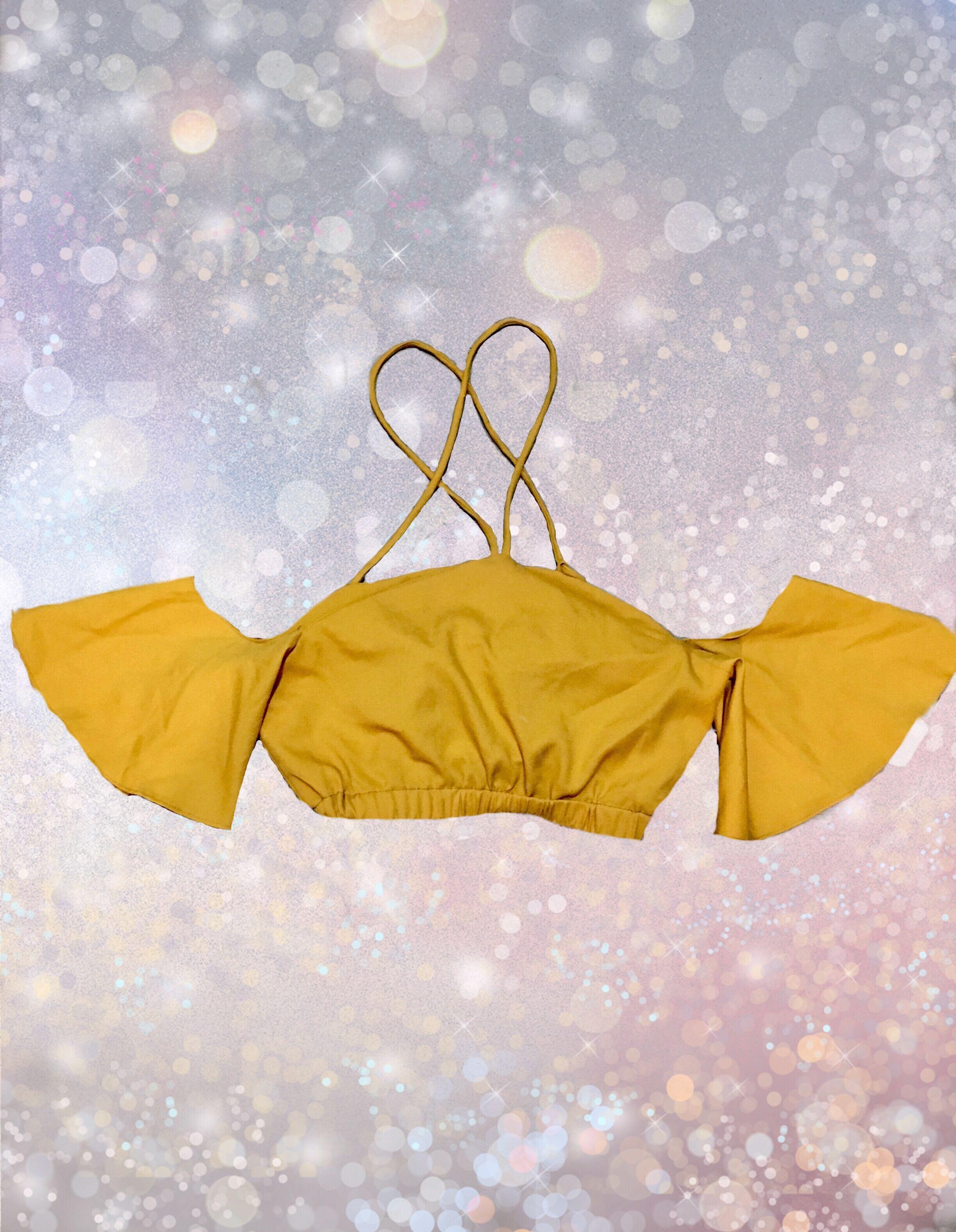 Mustard Cropped Top, Women's Fashion, Tops, Sleeveless on Carousell