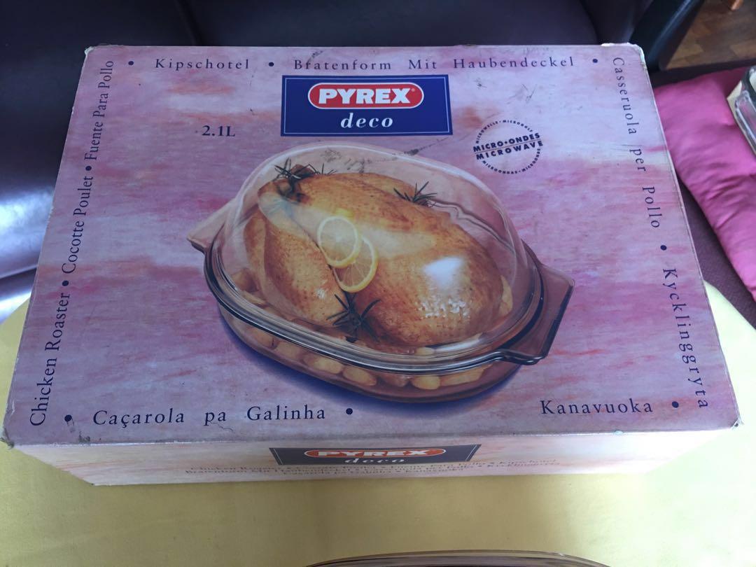 REPRICED : PYREX DECO CHICKEN ROASTER CASSEROLE 2.1 LITERS, Furniture ...