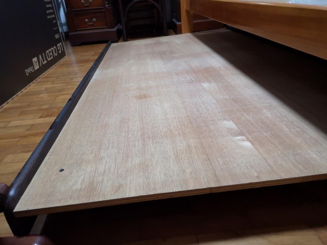 Solid wood bed frame with insert, Furniture & Home Living, Furniture ...