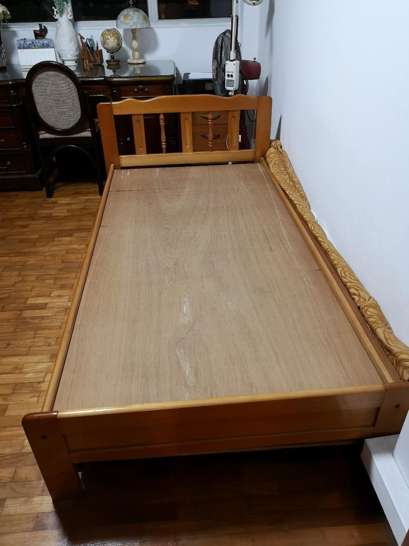 Solid wood bed frame with insert, Furniture & Home Living, Furniture ...