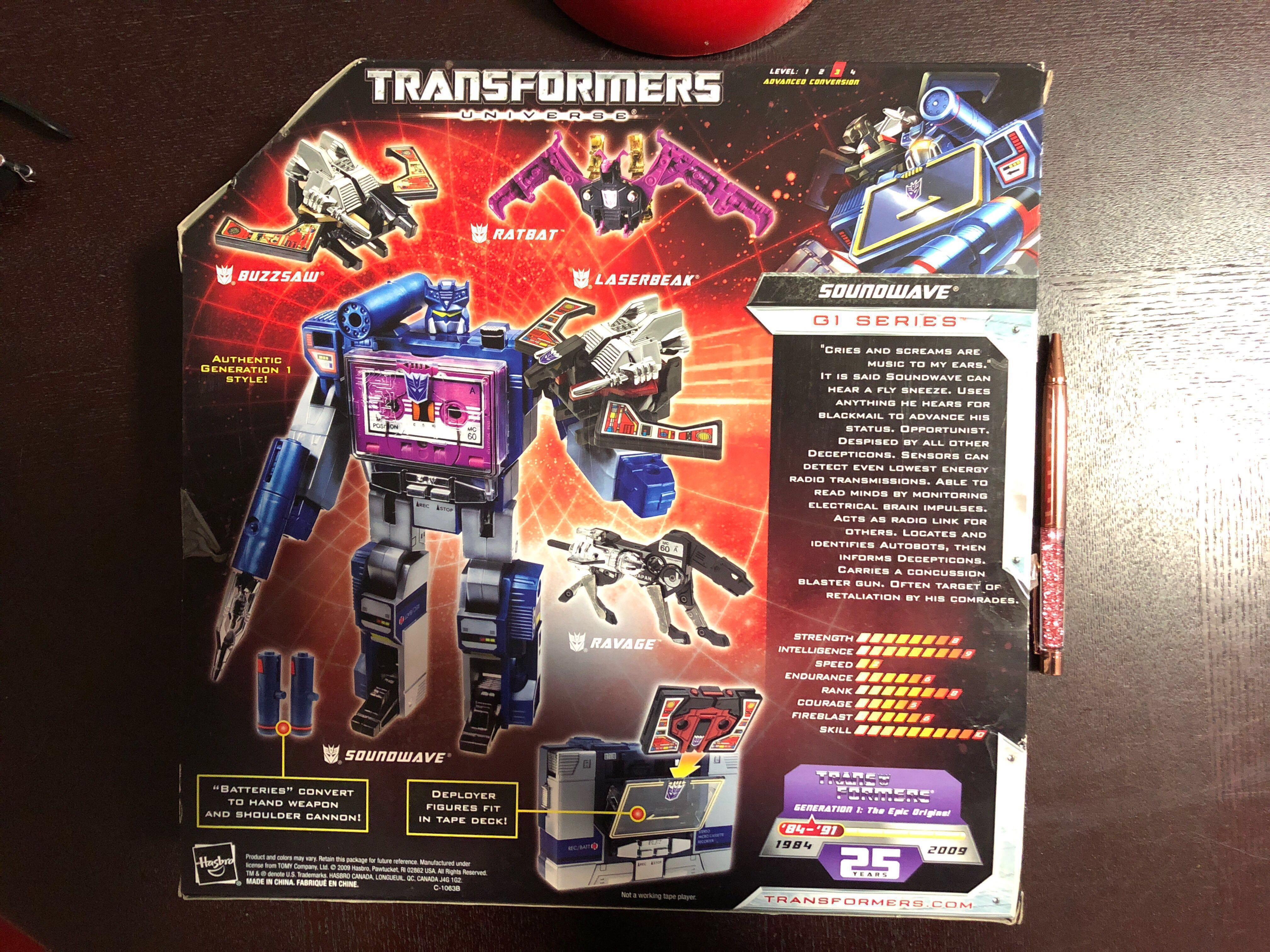 Transformers G1 soundwave 25th anniversary reissue universe generation ...