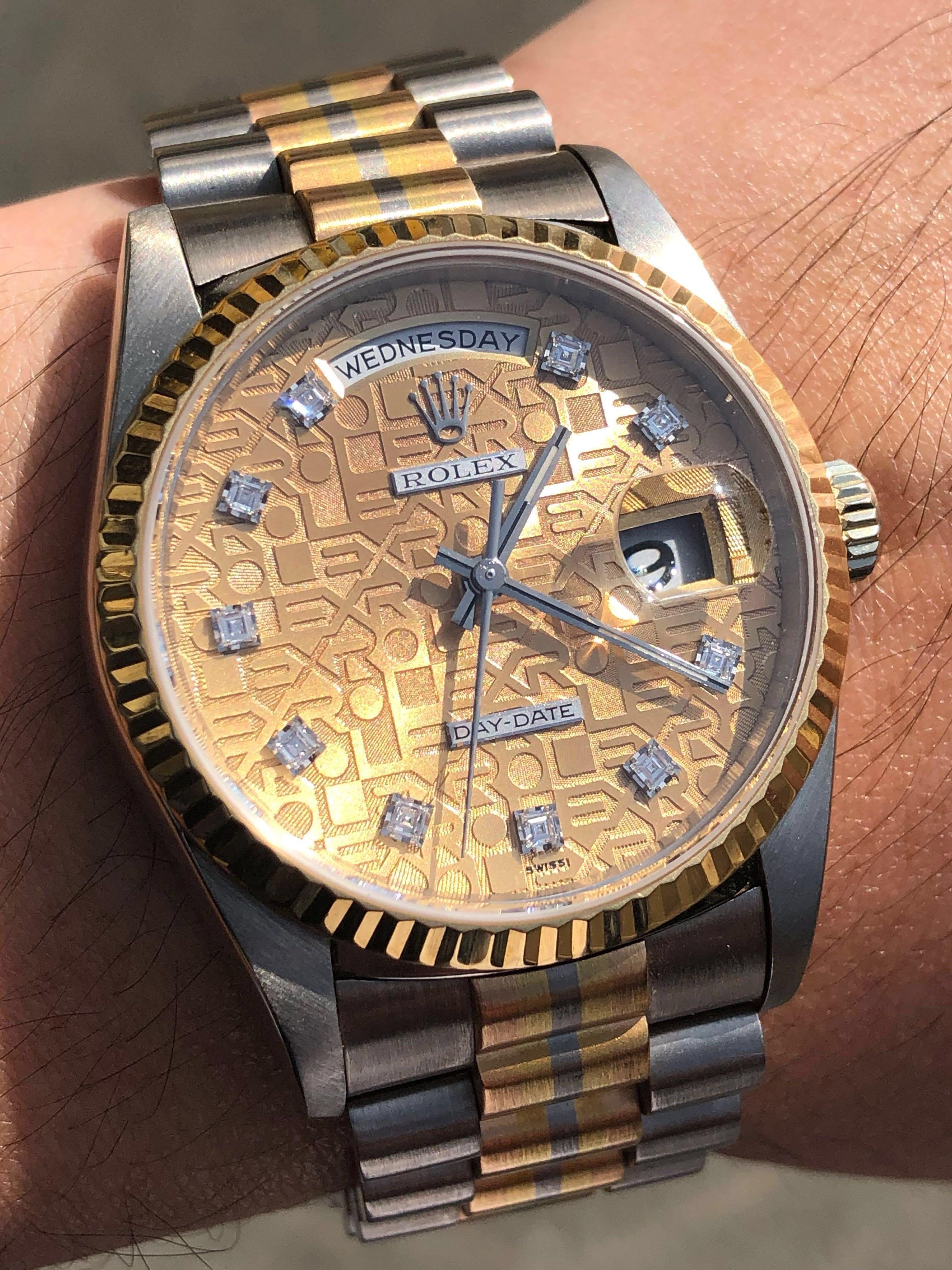 收藏品 Rolex 三色金 tridor daydate 18239b 鑽石單Swiss 面 (比18039bic 更稀少), 名牌, 手錶 ...