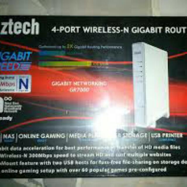 Aztech GR-7000 4-port Wireless-N Gigabit Router, Computers & Tech ...