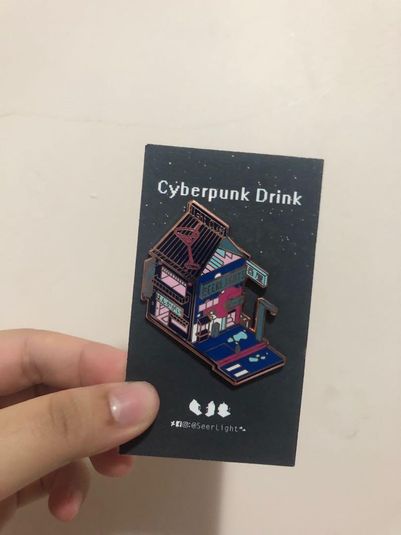 cyberpunk drink enamel pins from seerlight, Everything Else on Carousell