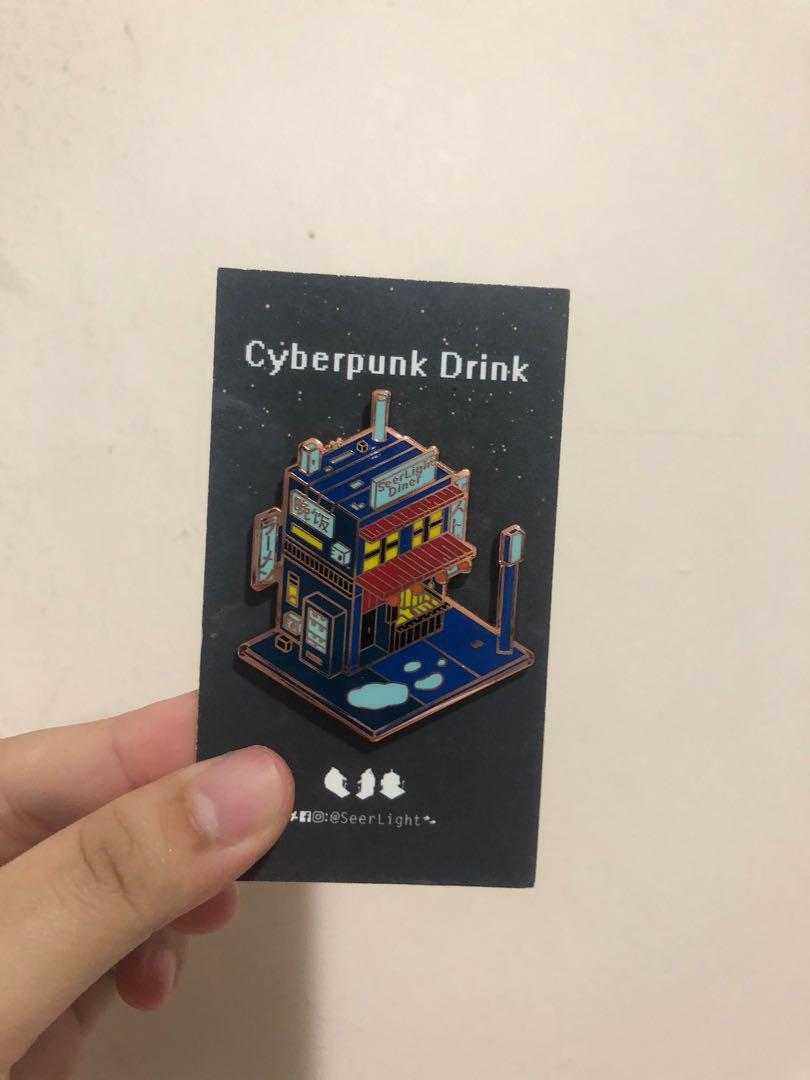 cyberpunk drink enamel pins from seerlight, Everything Else on Carousell