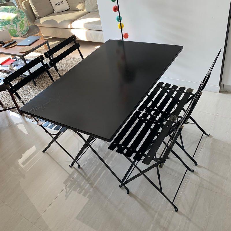 Habitat folding table and its 4 folding chairs, Furniture & Home Living ...