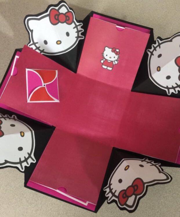 Hello kitty explosion box (personalised), Design & Craft, Handmade ...