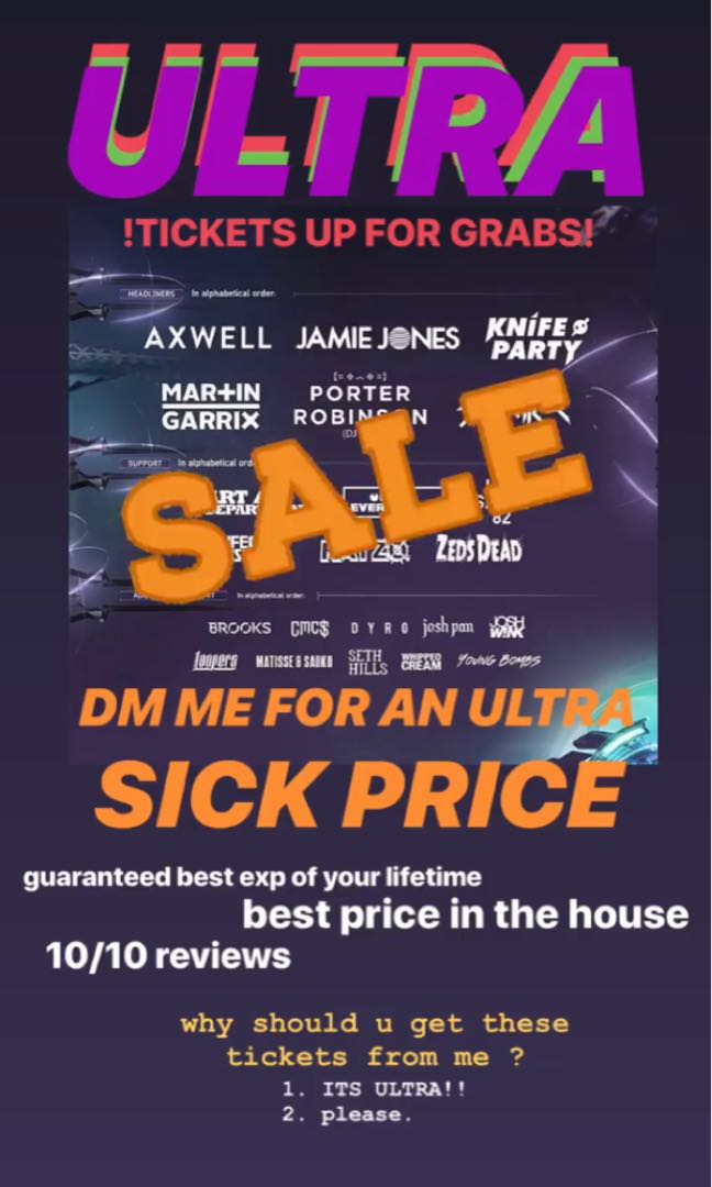 ULTRA 2 DAY TICKETS, Tickets & Vouchers, Event Tickets on Carousell