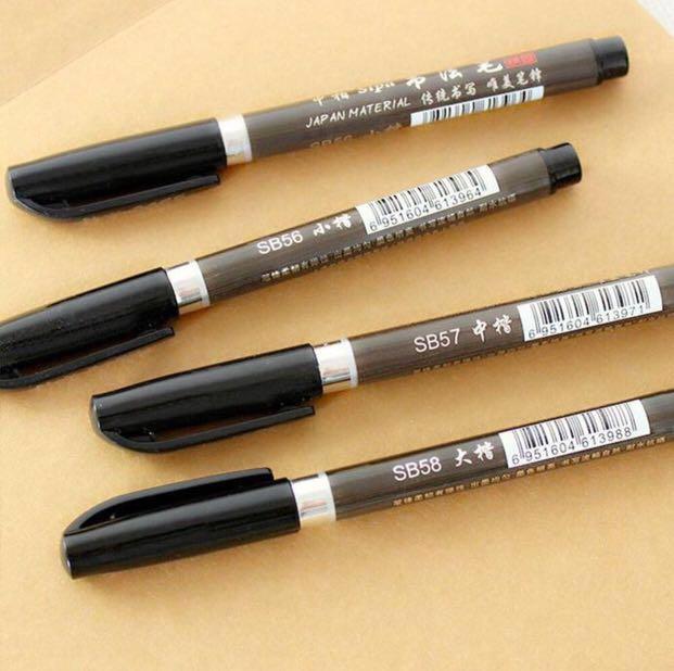 [PO] Calligraphy Brush Pen (Black), Hobbies & Toys, Stationery & Craft ...